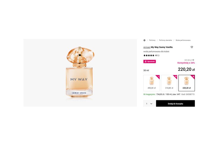 Perfumy damskie od Armani przeceniono o 116,80 zł. Sprawdź, co oferuje ...